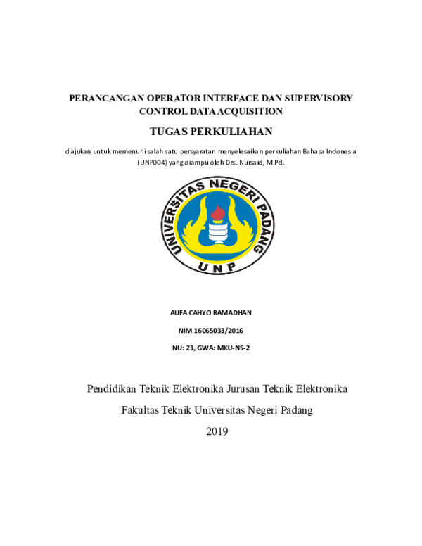 (DOC) PERANCANGAN OPERATOR INTERFACE DAN SUPERVISORY CONTROL DATA ... (DOC) PERANCANGAN OPERATOR INTERFACE DAN SUPERVISORY CONTROL DATA ...