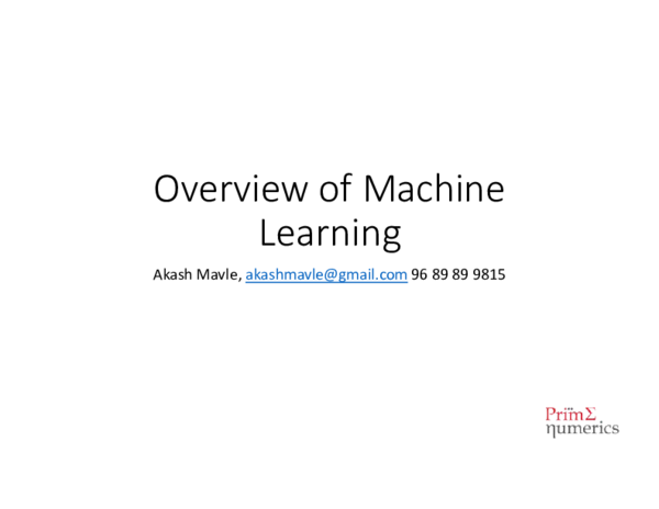 (PDF) Overview of Machine Learning