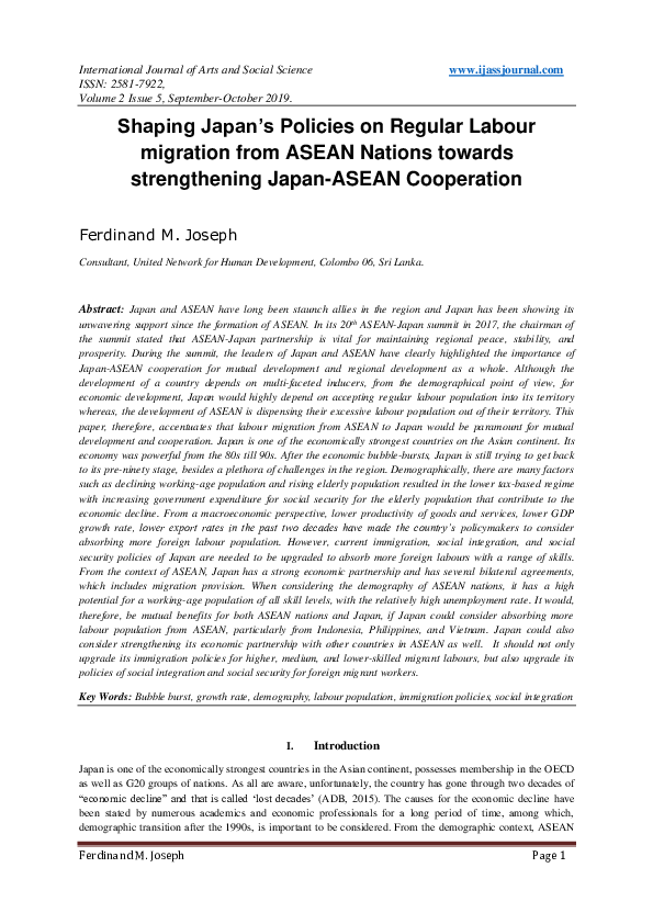(PDF) Shaping Japan's Policies on Regular Labour migration from ASEAN ...