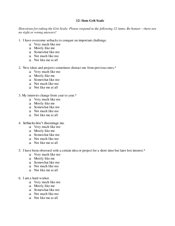 (PDF) 12-item Grit Scale.