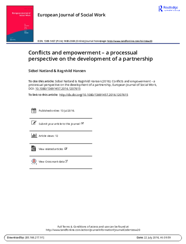 (PDF) European Journal of Social Work Conflicts and empowerment -a ...