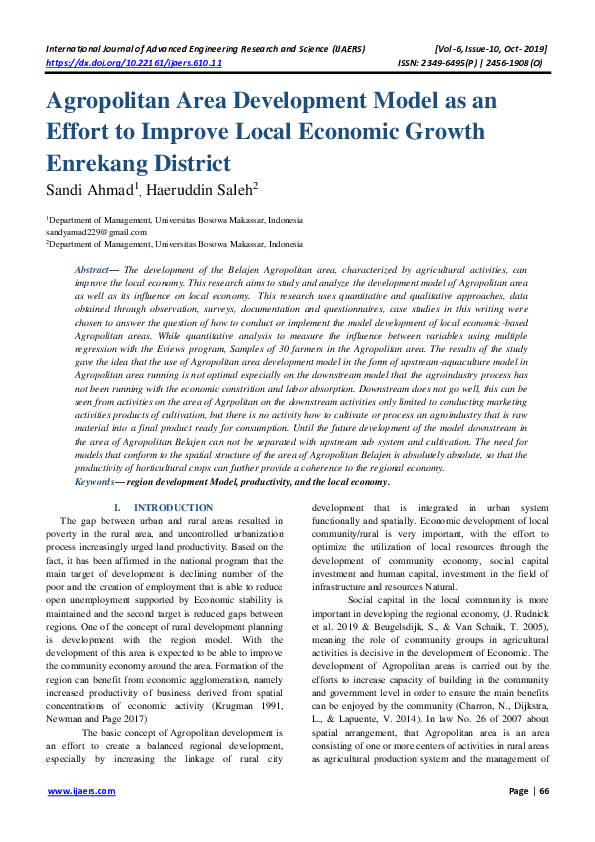 (PDF) Agropolitan Area Development Model as an Effort to Improve Local ...