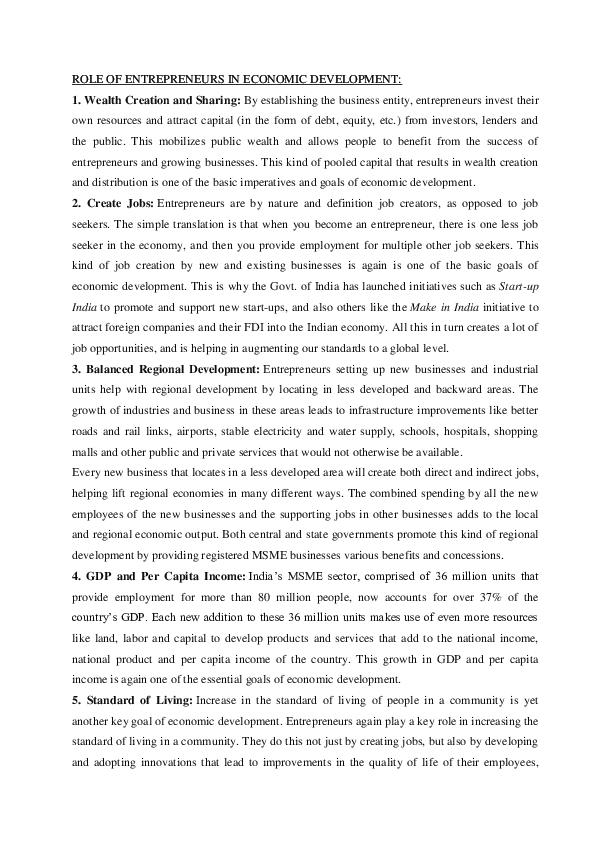 (DOC) ROLE OF ENTREPRENEURS IN ECONOMIC DEVELOPMENT