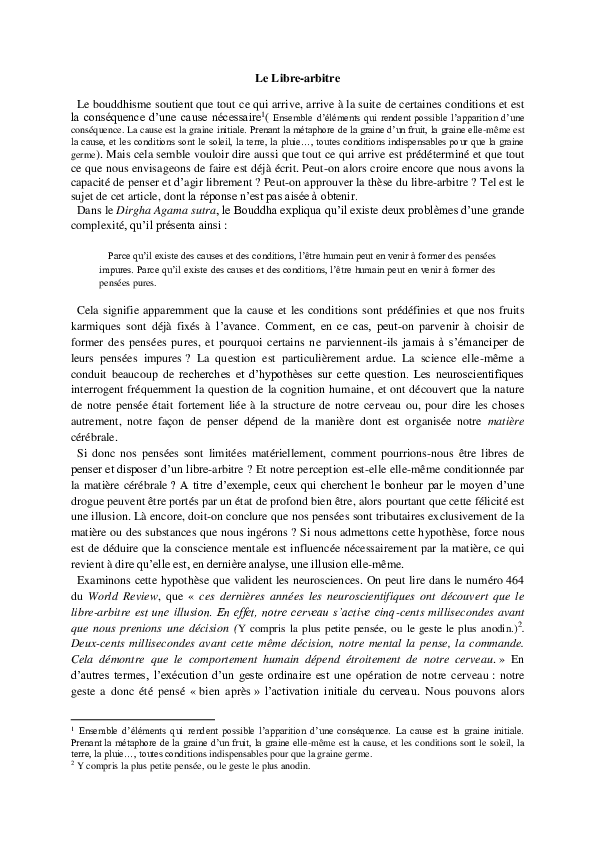 (DOC) Le Libre-arbitre