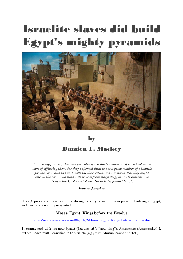 (DOC) Israelite slaves did build Egypt's mighty pyramids