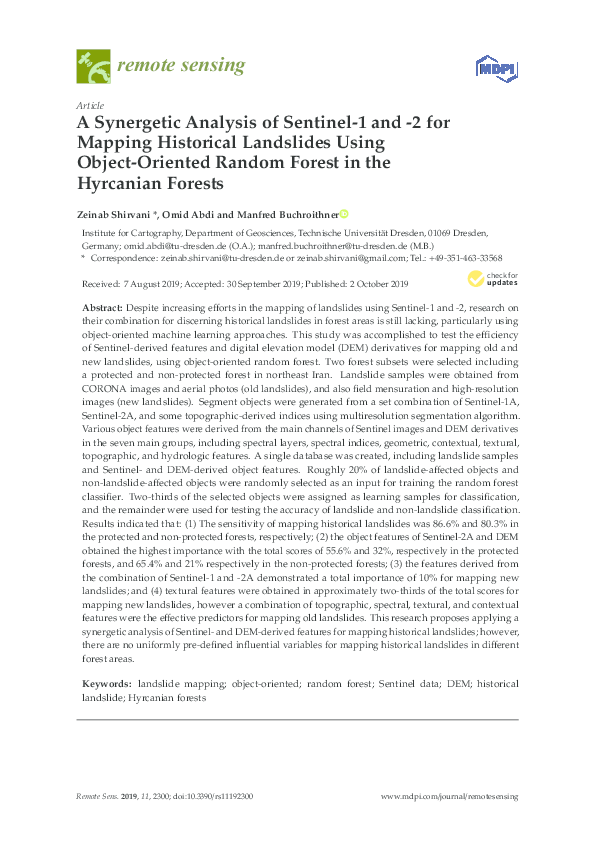 Pdf A Synergetic Analysis Of Sentinel 1 And 2 For Mapping Historical