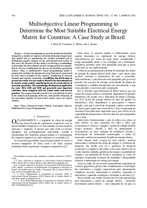 Pdf Multiobjective Linear Programming To Determine The Most Suitable 1989