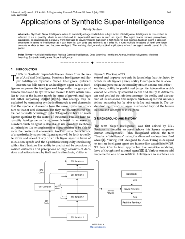 (PDF) Applications of Synthetic Super-Intelligence Kshitij Gautam