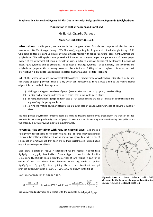 (PDF) Mathematical Analysis & Modeling of Pyramidal Flat Containers ...