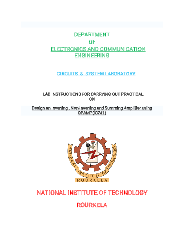 (PDF) . Design an inverting and Non inverting amplifier.