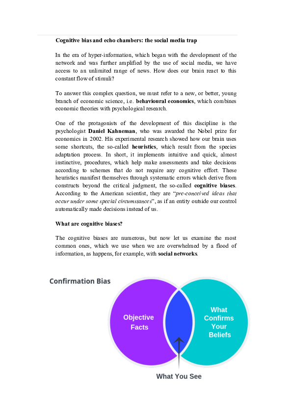 (PDF) Cognitive bias and echo chambers. The social media trap