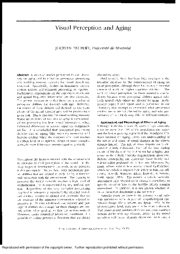 (PDF) Visual Perception and Aging