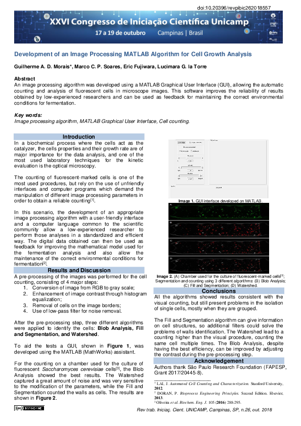 (PDF) Development of an Image Processing MATLAB Algorithm for Cell Growth Analysis