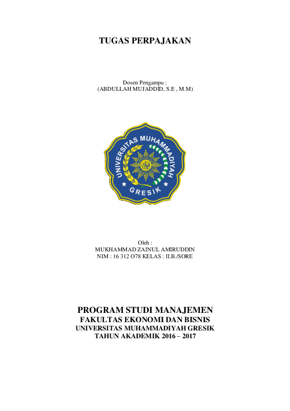 (DOC) TUGAS PERPAJAKAN PROGRAM STUDI MANAJEMEN | amir ruddin - Academia.edu