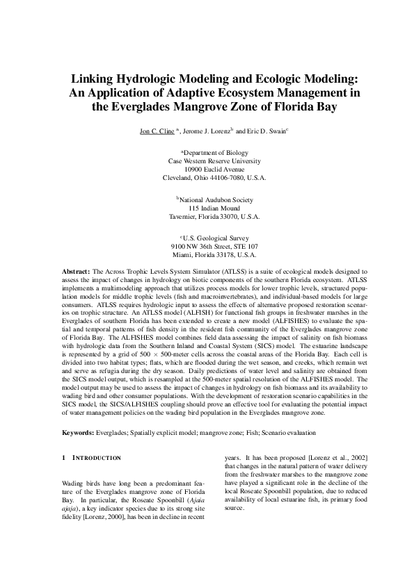 (PDF) Linking hydrologic modeling and ecologic modeling: An application of adaptive ecosystem ...