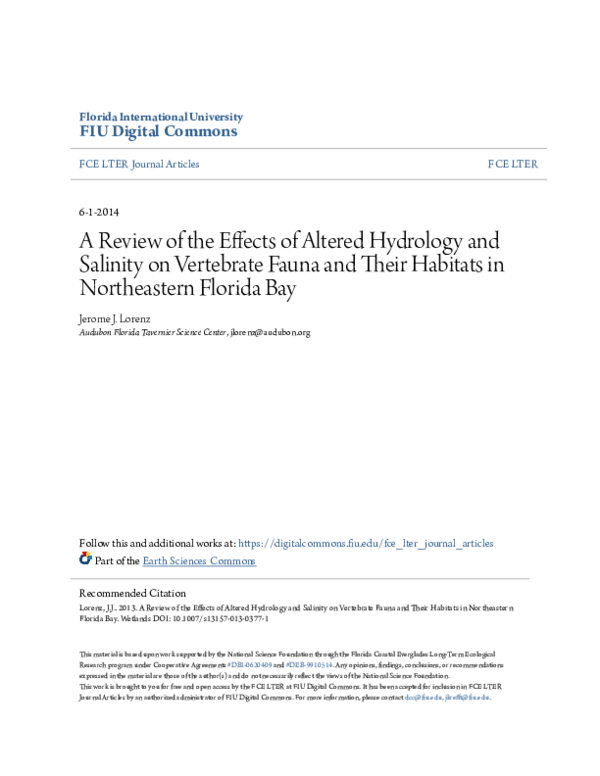 (PDF) A Review of the Effects of Altered Hydrology and Salinity on ...