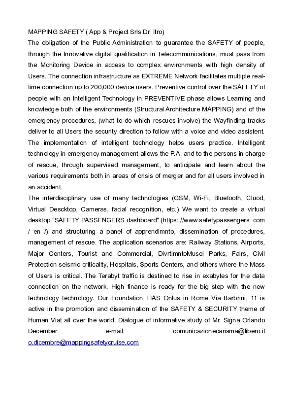 MAPPING SAFETY ( App & Project Srls Dr. Itro)