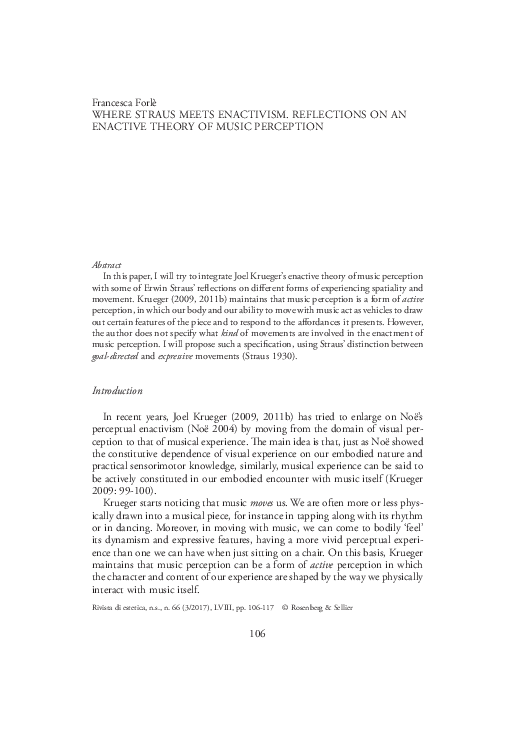 (PDF) Where Straus meets Enactivism. Reflections on an Enactive Theory ...