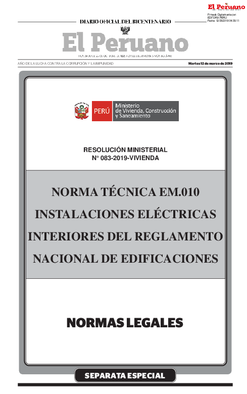 (PDF) SEPARATA ESPECIAL NORMA TÉCNICA EM.010 INSTALACIONES ELÉCTRICAS ...
