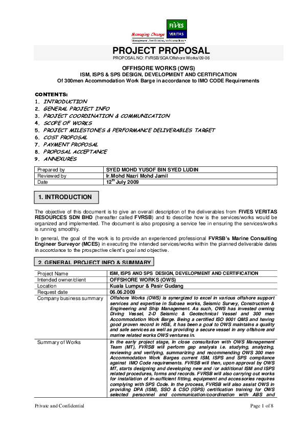 (PDF) PROJECT PROPOSAL: ISM, ISPS & SPS DESIGN, DEVELOPMENT AND ...