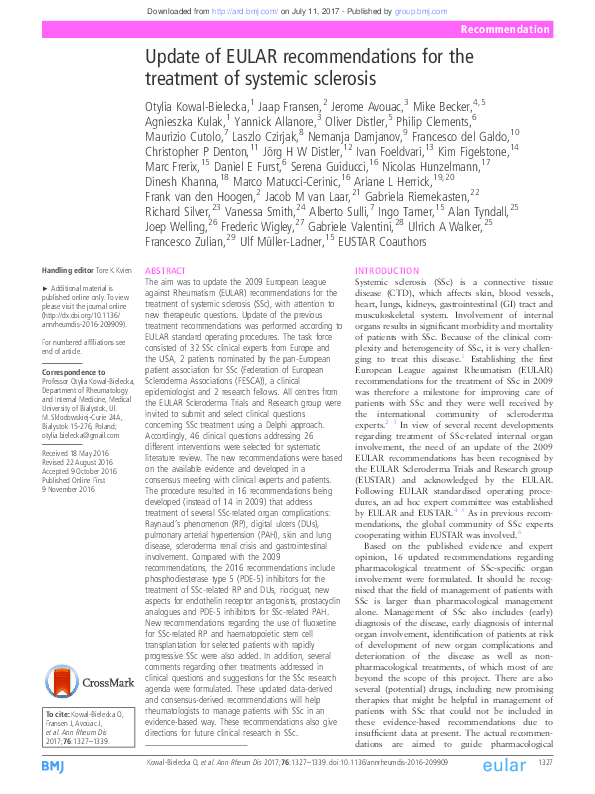 (PDF) Update of EULAR recommendations for the treatment of systemic ...