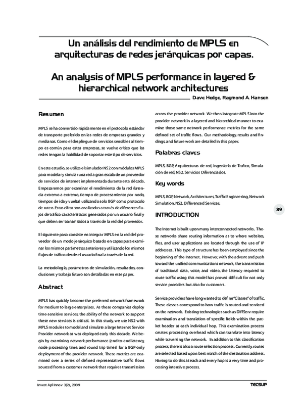 (PDF) An analysis of Mpls performance in layered & hierarchical network architectures