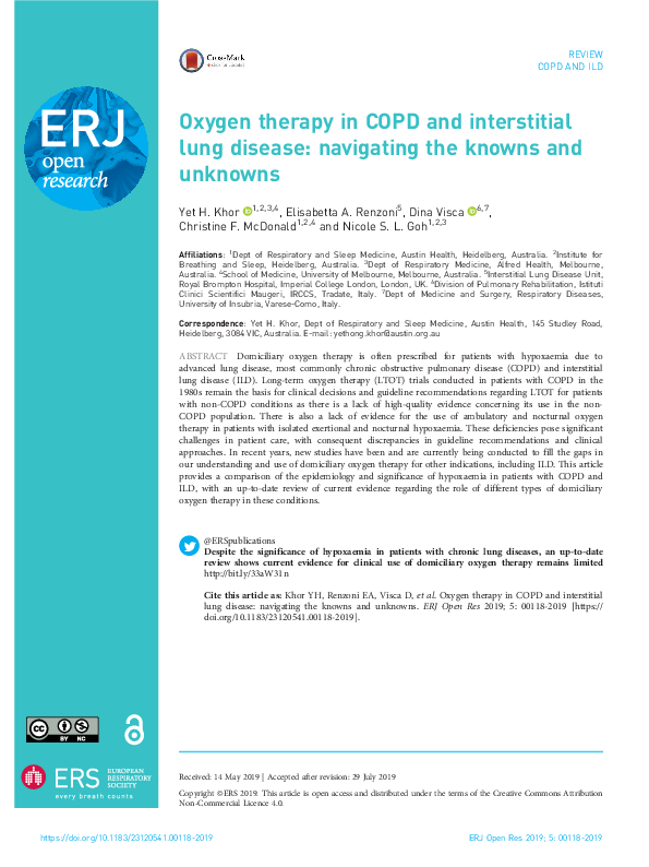 (PDF) Oxygen therapy in COPD and interstitial lung disease: navigating ...