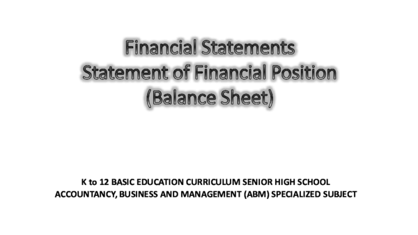(PPT) Statement of Financial Position