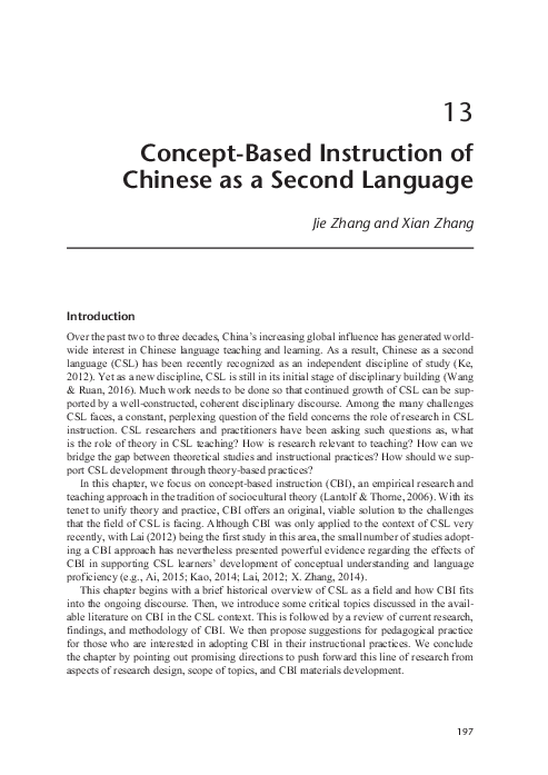 (PDF) Concept-Based Instruction of Chinese as a Second Language
