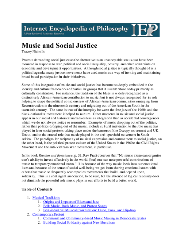 (PDF) Music and Social Justice