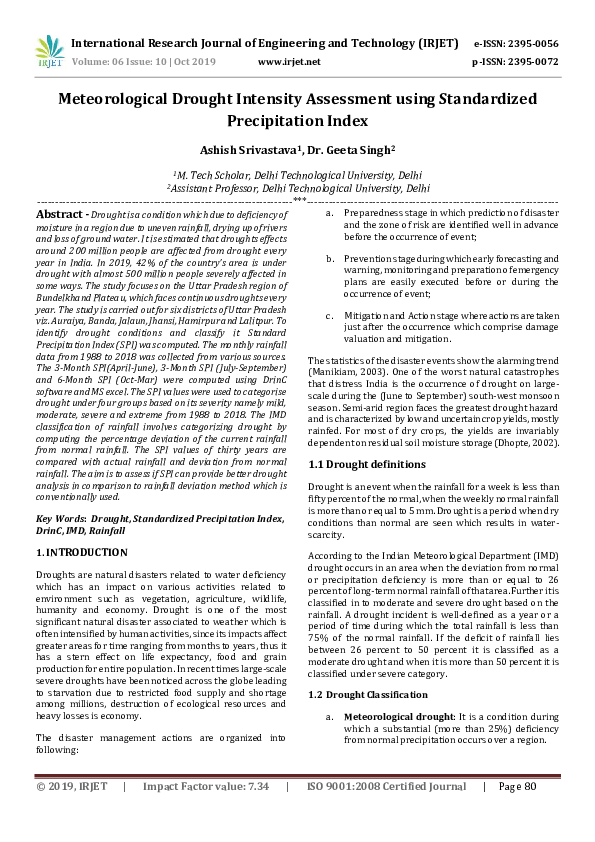(PDF) IRJET- Meteorological Drought Intensity Assessment using Standardized Precipitation Index ...