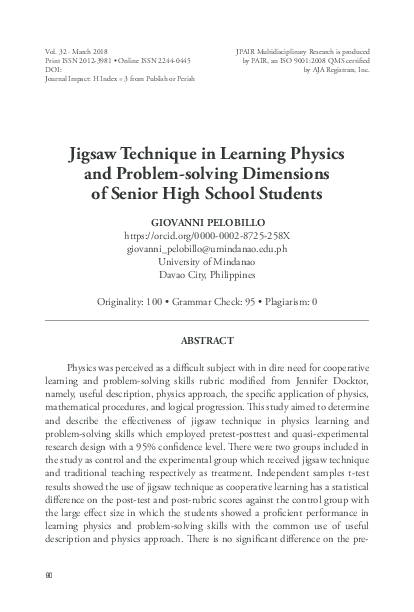 (PDF) Jigsaw Technique in Learning Physics and Problem-solving ...