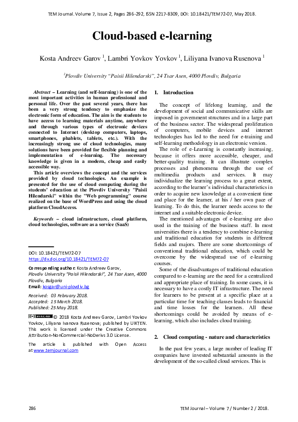 (PDF) Cloud-based e-learning