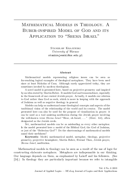 (PDF) Mathematical Models in Theology. A Buber-inspired Model of God ...