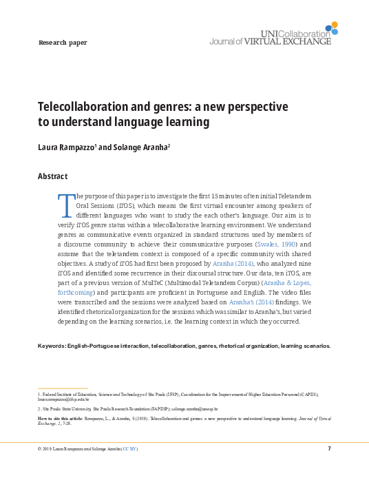 (PDF) Telecollaboration and genres: a new perspective to understand ...