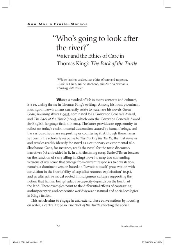 (PDF) “‘Who’s going to look after the river?’ Water and the Ethics of ...