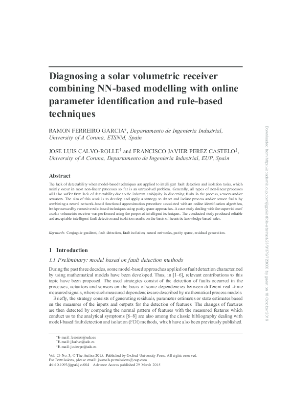 (PDF) Diagnosing a solar volumetric receiver combining NN-based ...