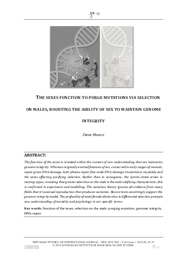 Pdf The Sexes Function To Purge Mutations Via Selection On Males