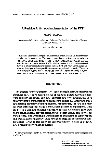 (PDF) FFT implementation journal (PDF) FFT implementation journal