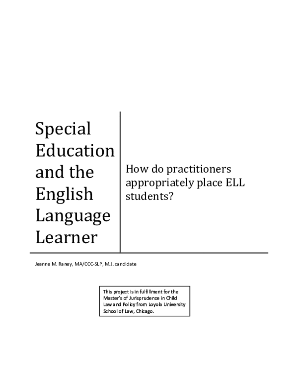 (DOC) Special Education and the English Language Learner