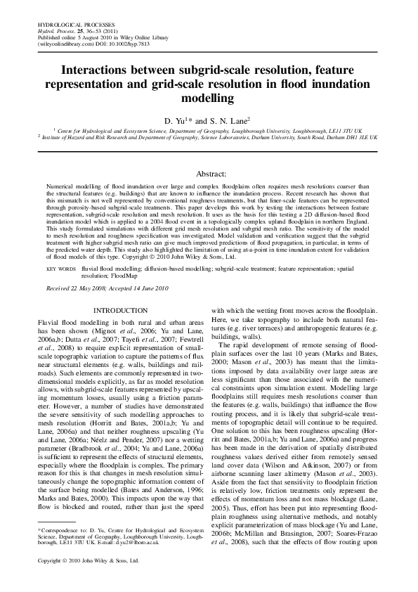 Pdf Interactions Between Subgrid Scale Resolution Feature Representation And Grid Scale