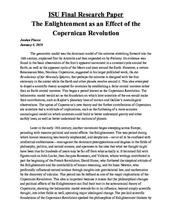 (PDF) ISU Final Research Paper The Enlightenment as an Effect of the ...