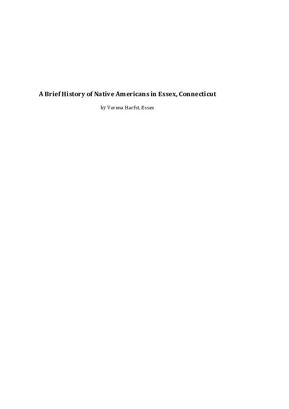 (PDF) A Brief History of Native Americans in Essex, Connecticut