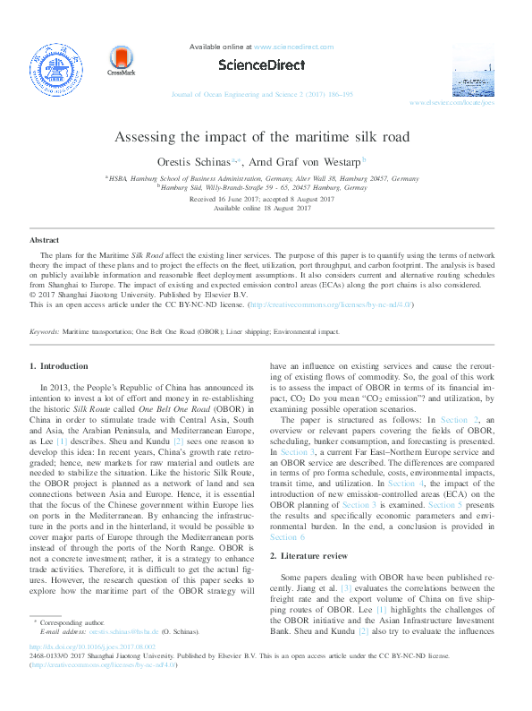 (PDF) Assessing the impact of the maritime silk road