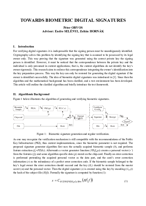 (PDF) TOWARDS BIOMETRIC DIGITAL SIGNATURES
