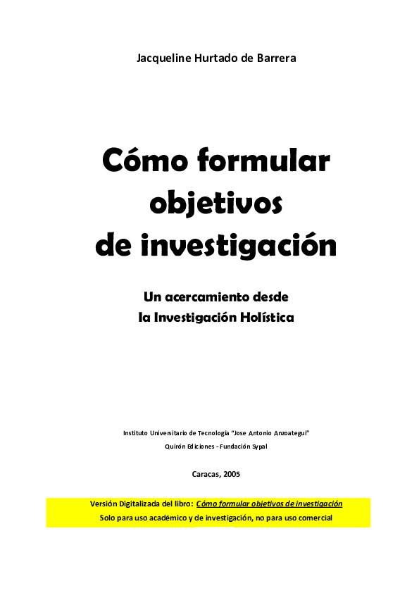 (PDF) Cómo formular objetivos de investigación