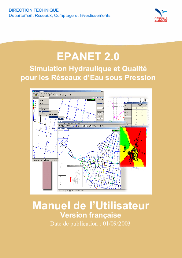 (PDF) EPANET 2.0 Simulation Hydraulique et Qualité pour les Réseaux d ...