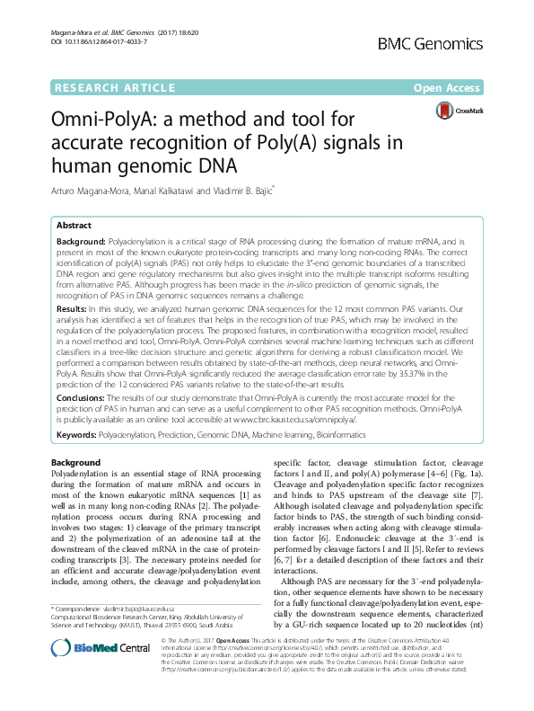 (PDF) Omni-PolyA: a method and tool for accurate recognition of Poly(A ...