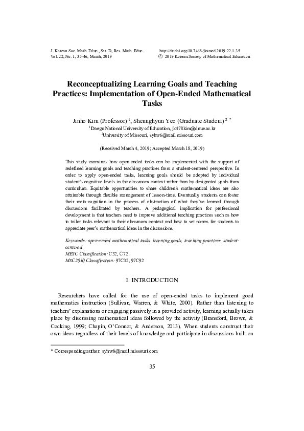 (PDF) Reconceptualizing Learning Goals and Teaching Practices ...