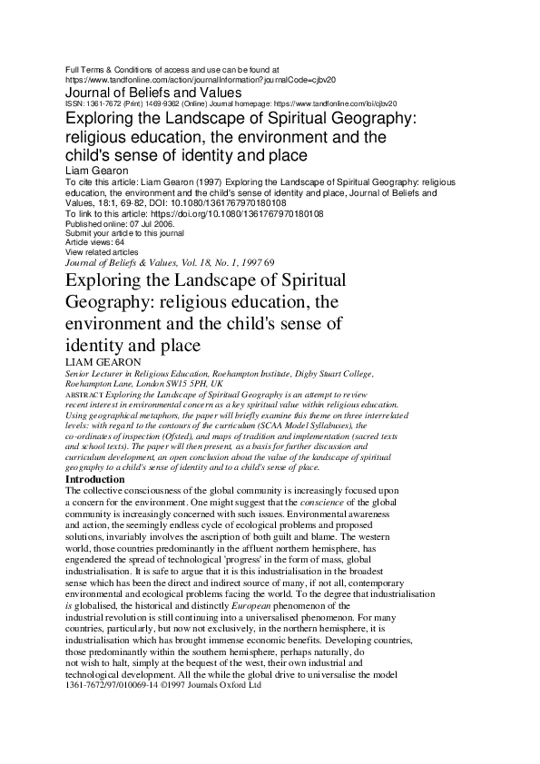 (PDF) Exploring the landscape of spiritual geography20191019 1777 cdo9bt